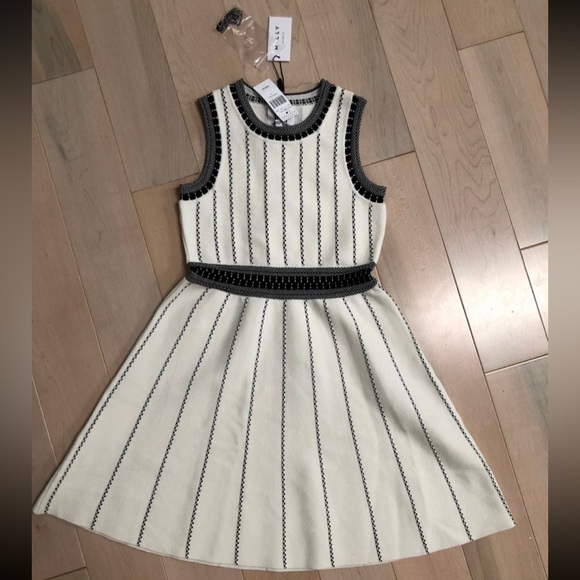 Milly Minis | Dresses | Milly Minis Vertical Textured Fit Flare White ...